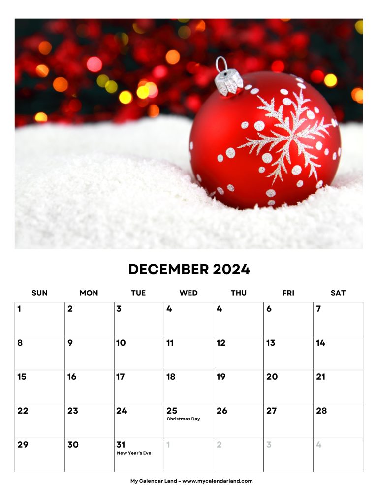 December 2024 Calendar – My Calendar Land