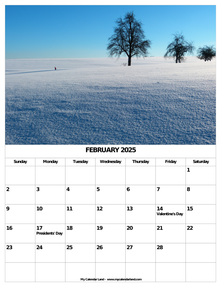 February 2025 Calendar – My Calendar Land