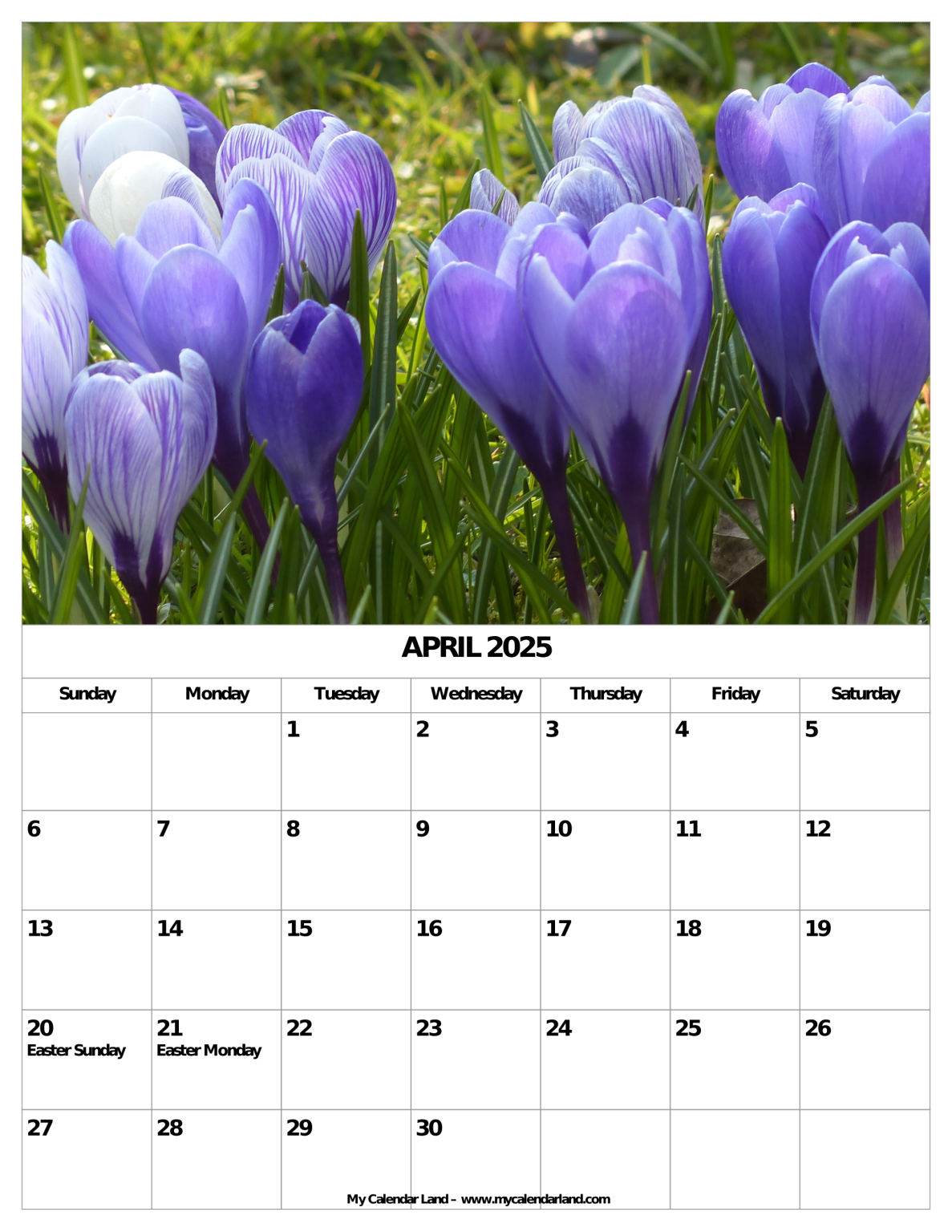 April 2025 Calendar – My Calendar Land