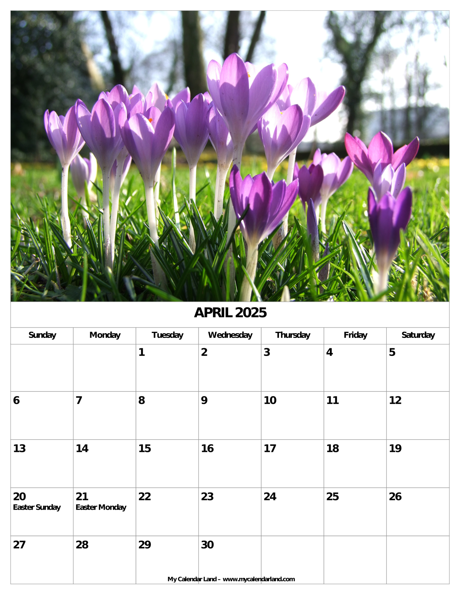 April 2025 Calendar – My Calendar Land