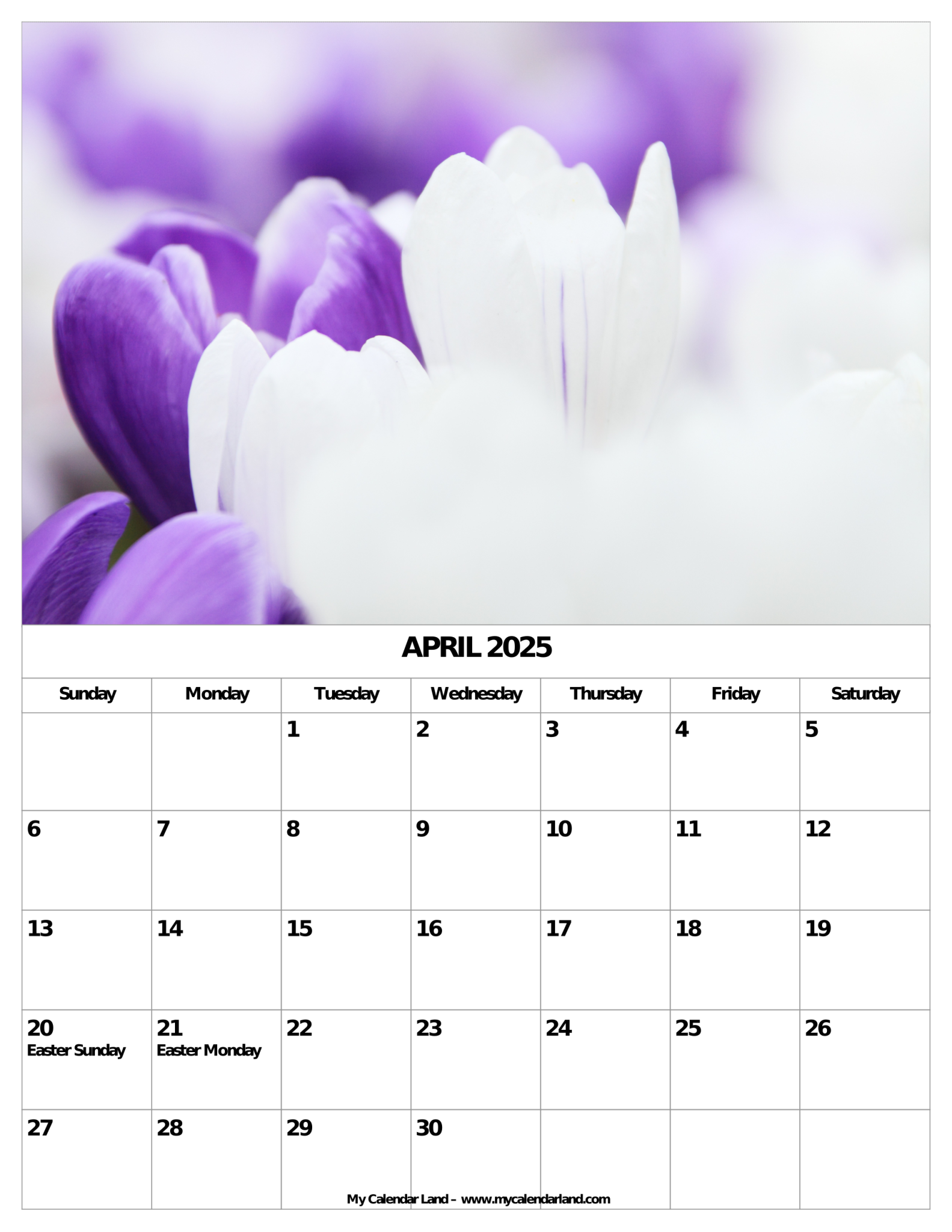 April 2025 Calendar – My Calendar Land