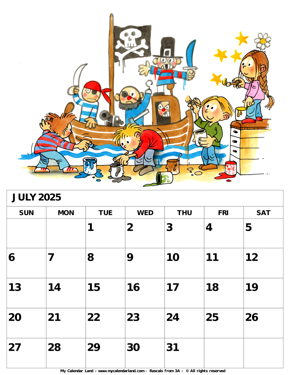 July 2025 Calendar – My Calendar Land