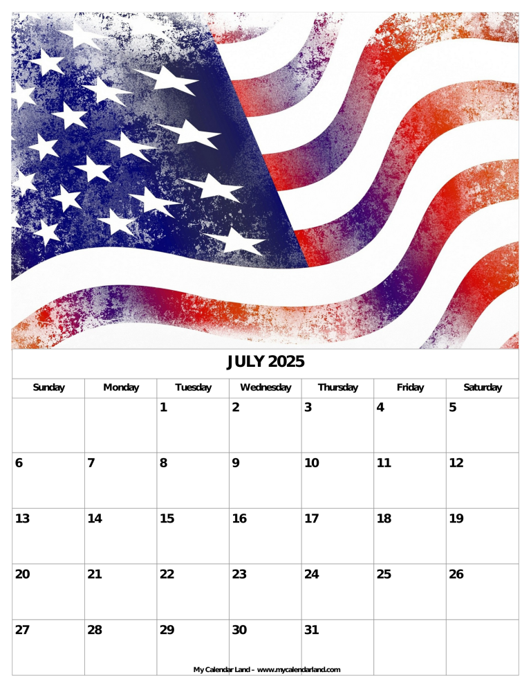 July 2025 Calendar – My Calendar Land
