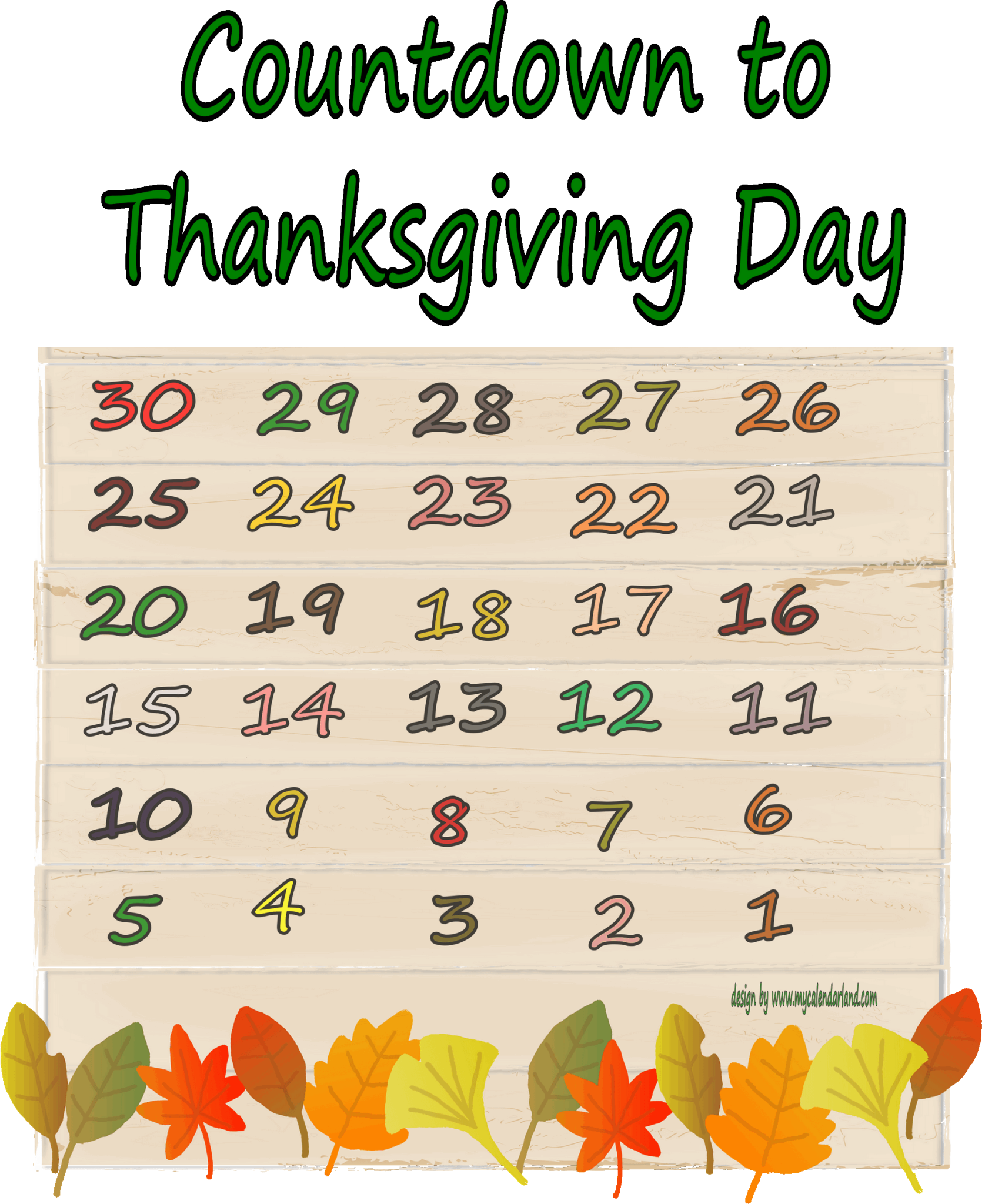 Thanksgiving Advent (Countdown) Calendars – My Calendar Land