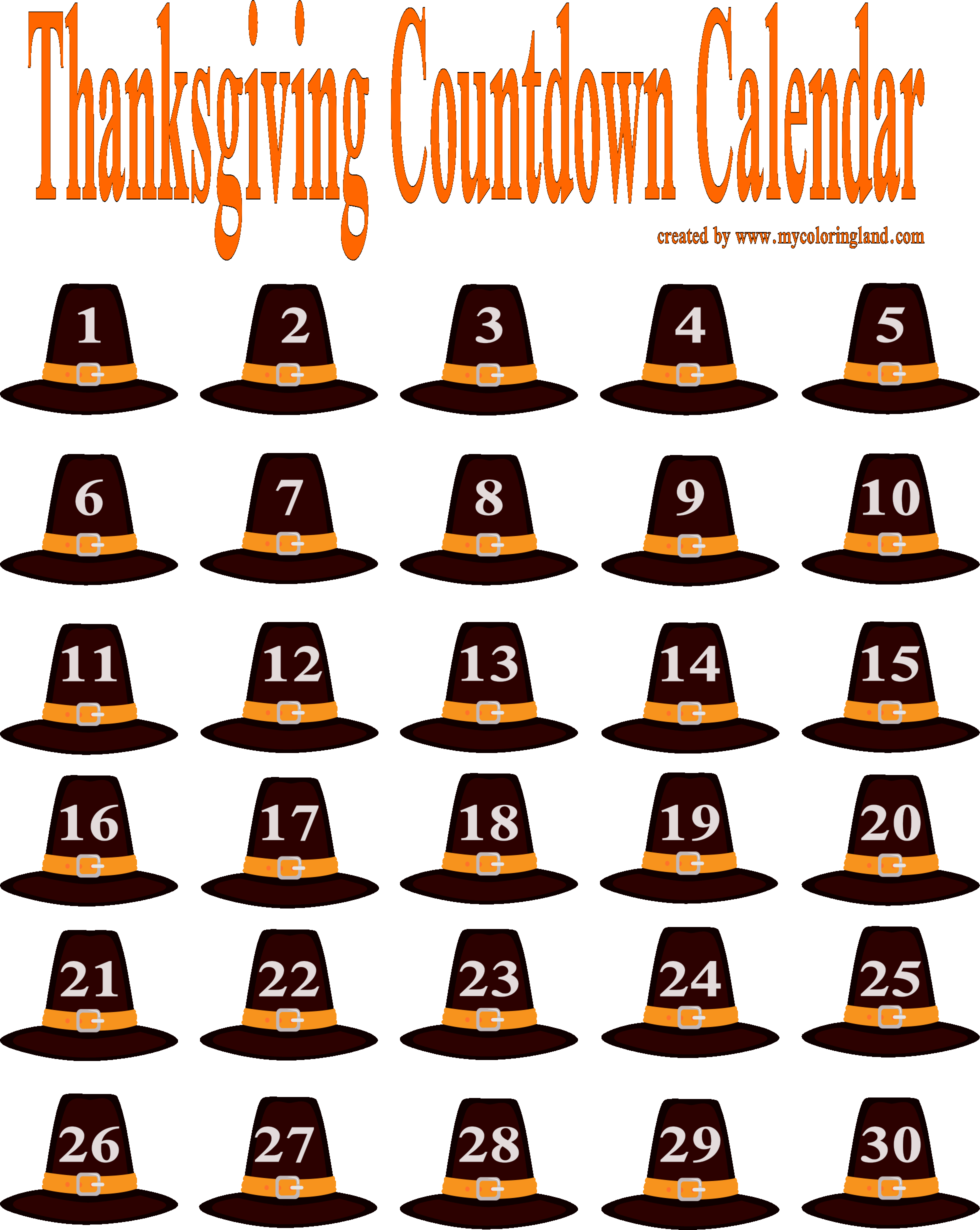 Thanksgiving Advent (Countdown) Calendars – My Calendar Land