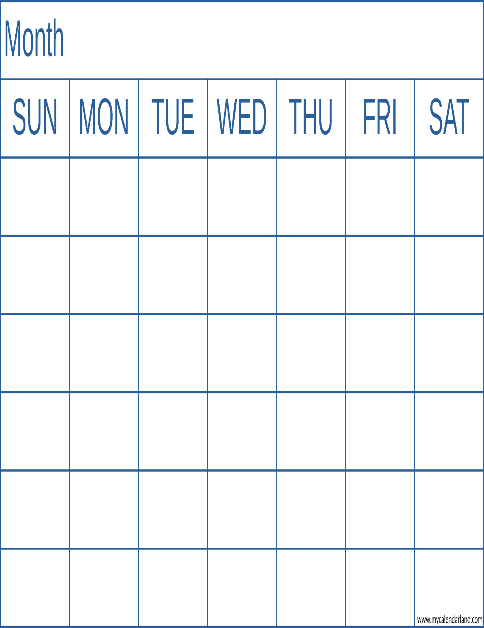 Blank Calendar Printable – My Calendar Land